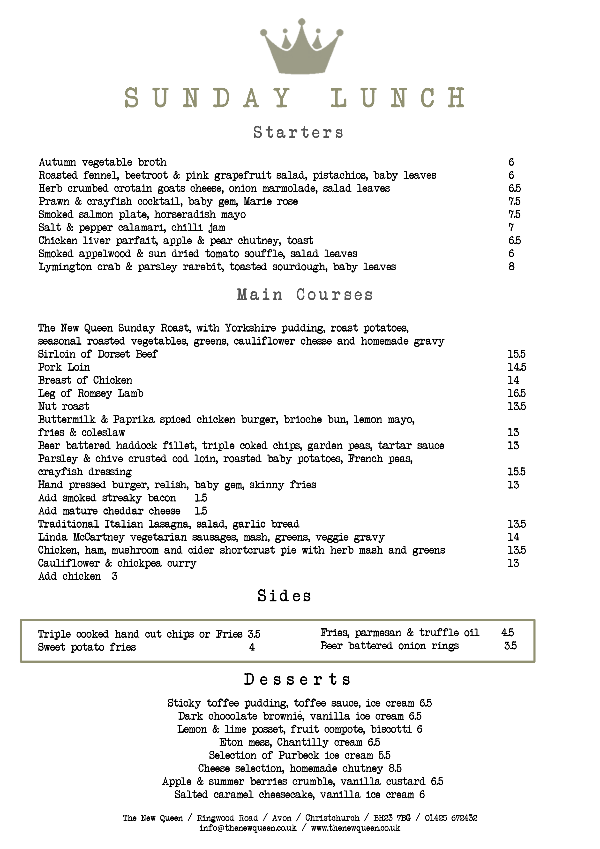 Food & Drink | The New Queen Inn