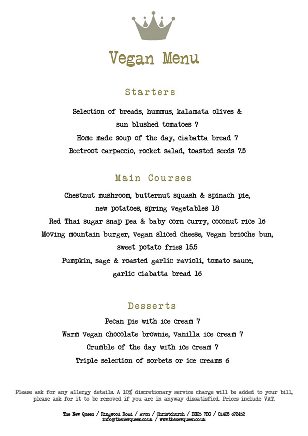 Food & Drink | The New Queen Inn