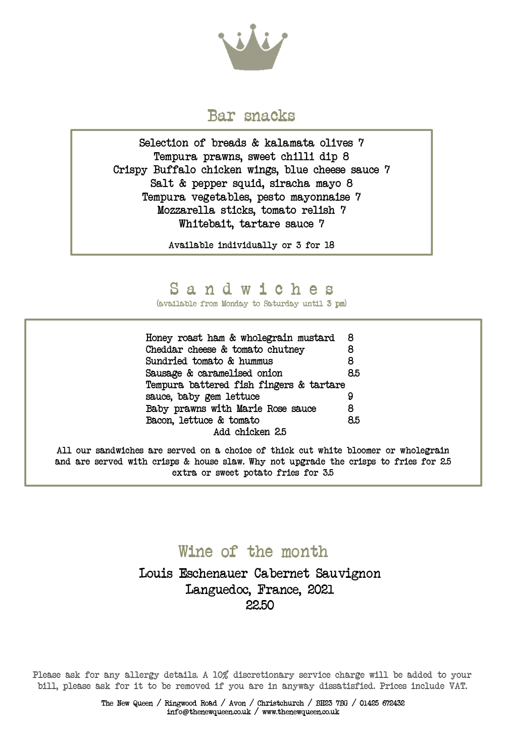 Food & Drink | The New Queen Inn