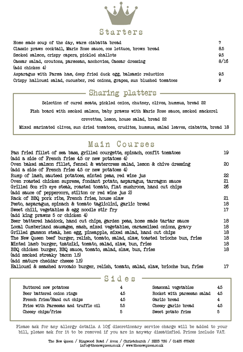 Food & Drink | The New Queen Inn