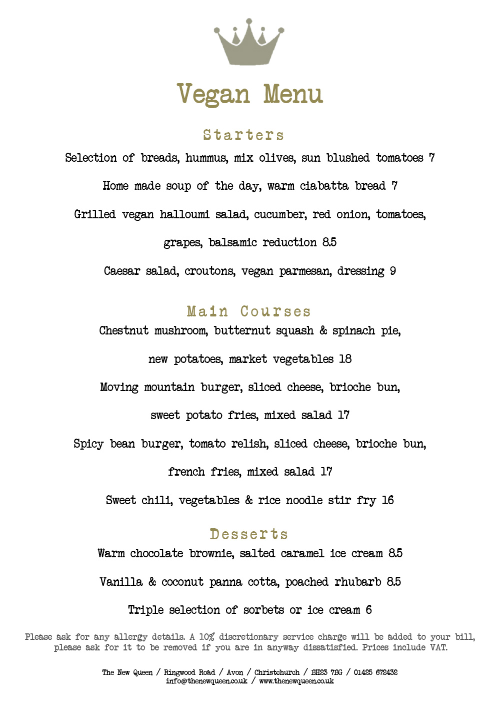 Food & Drink | The New Queen Inn