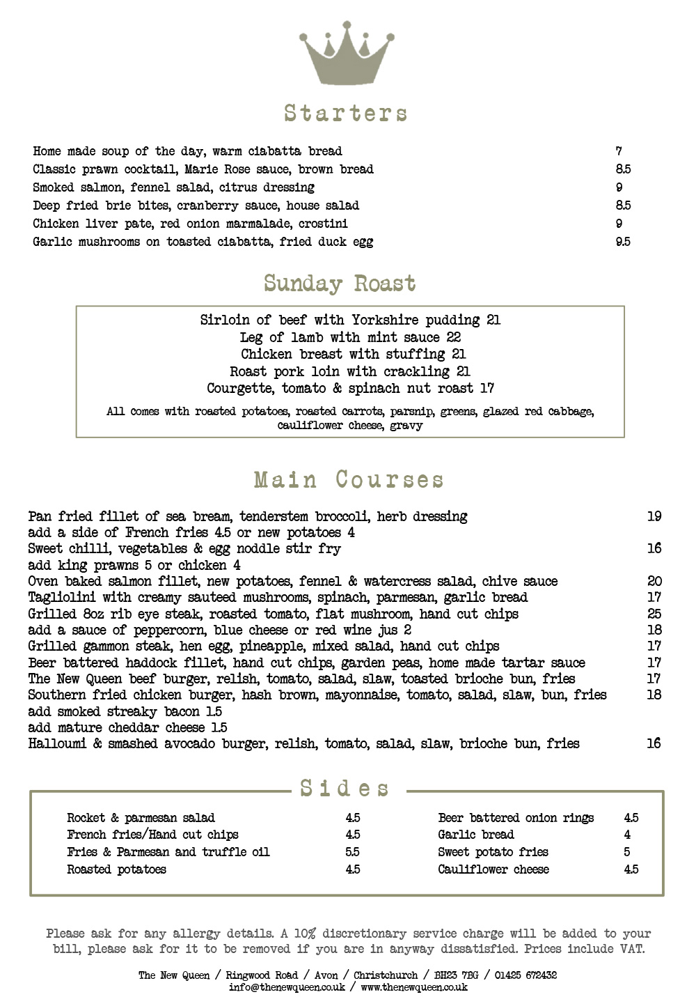 Food & Drink | The New Queen Inn